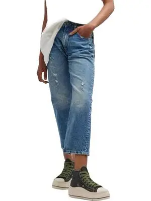 R13 Distressed Boyfriend Jeans - Blue