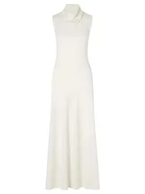 TOM FORD Draped Wool-blend Piqué Maxi Dress - Off-white