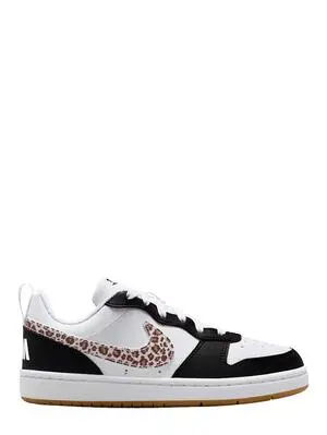 Nike Court Borough Low Leopard Swoosh Sneakers - Black/white/gum Medium Brown