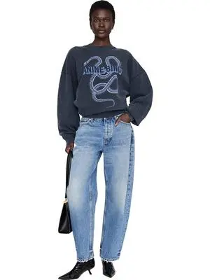 ANINE BING Harvey Crew Snake Sweatshirt - Washed Black