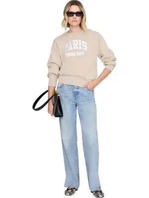 ANINE BING Harry Shrunken Paris Sweatshirt - Beige