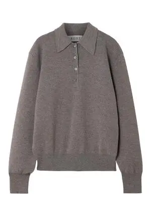RÓHE Wool And Cashmere-blend Polo Shirt - Brown