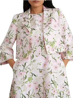 HOBBS LONDON Lana Floral Jacquard Jacket - Pale Pink