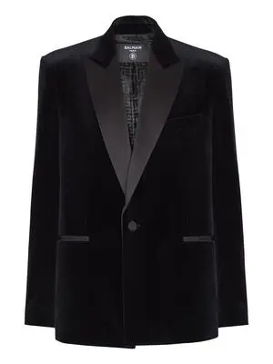 Balmain Satin-trim Velvet Blazer - Black