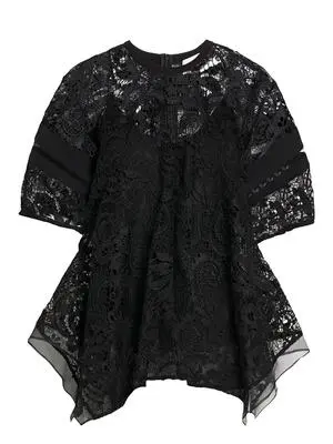 3.1 Phillip Lim Cotton-twill And Corded Lace Top - Black