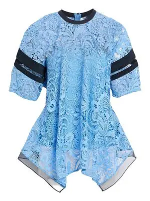 3.1 Phillip Lim Cotton-twill And Corded Lace Top - Sky Blue