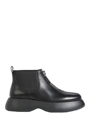 3.1 Phillip Lim Mercer Leather Platform Ankle Boots - Black