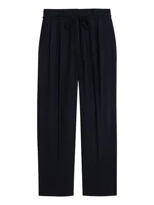 LE17SEPTEMBRE Belted Wool-blend Flannel Pants - Midnight Blue
