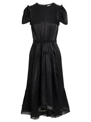 3.1 Phillip Lim Ruffled Chiffon-trimmed Satin Midi Dress - Black