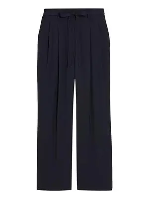 LE17SEPTEMBRE Belted Straight-leg Crepe Pants - Midnight Blue