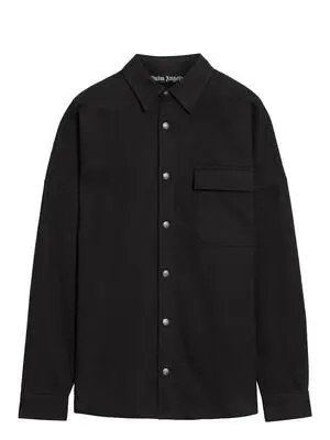 Palm Angels Printed Cottontwill Overshirt - Black