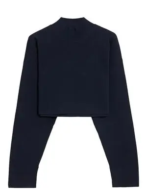 3.1 Phillip Lim Cropped Stretch-knit Turtleneck Top - Midnight Blue