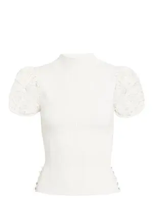 3.1 Phillip Lim Corded Lace Paneled Knit Top - White