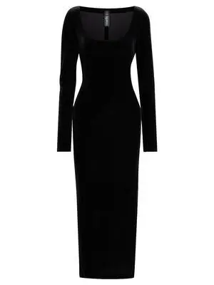Norma Kamali Stretch-velvet Midi Dress - Black