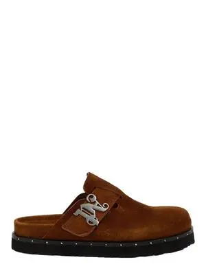 Palm Angels Studded Suede Clogs - Brown