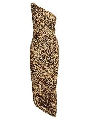 Norma Kamali Diana One-shoulder Leopard-print Midi Dress - Animal Print