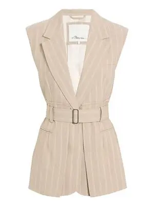 3.1 Phillip Lim Belted Striped Twill Vest - Beige