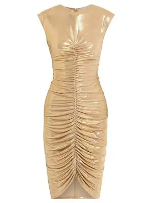 Norma Kamali Ruched Stretch-lamé Dress - Gold
