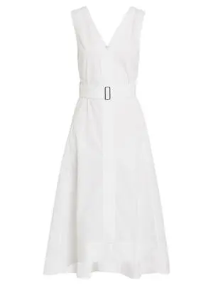 3.1 Phillip Lim Belted Cotton-blend Poplin Midi Dress - White