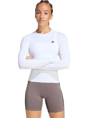 Adidas Primelift Essentials Workout Contour Long Sleeve Top - White