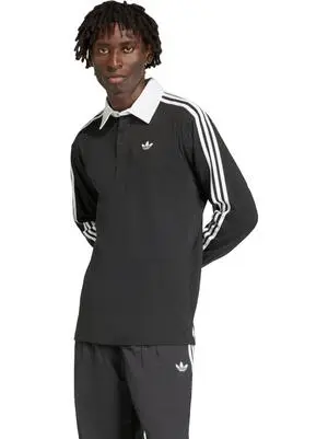 Adidas 3-stripes Rugby Longsleeve Polo - Black