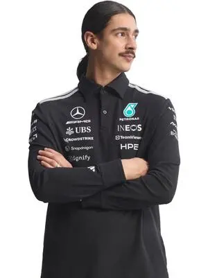Adidas Mercedes Amg Petronas Formula 1 Team Engineers Long Sleeve Polo - Black