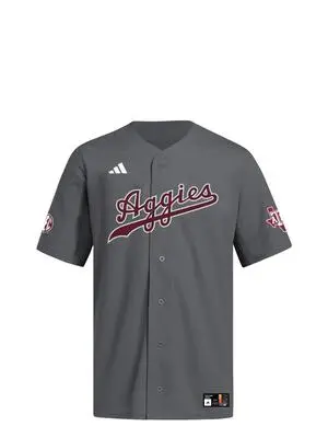 Adidas Texas A&m Full Button Jersey - Team Dark Grey