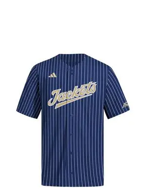 Adidas Georgia Tech Pinstripe Full Button Jersey - White / Team Navy