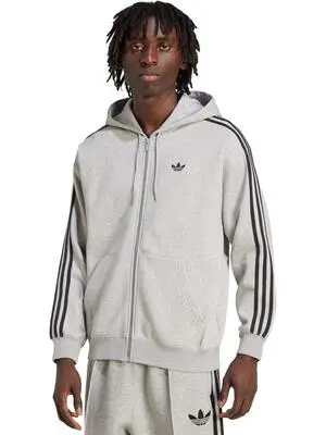 Adidas Adicolor Oversize Full-zip Hoodie - Medium Grey Heather / Black