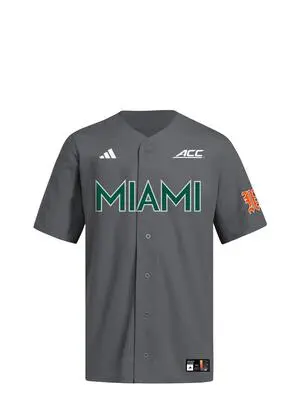 Adidas Miami Hurricanes Full Button Jersey - Team Dark Grey