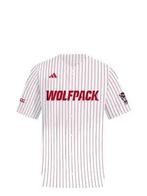 Adidas Nc State Pinstripe Full Button Jersey - White / Team Power Red