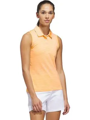 Adidas Performance Stripe Sleeveless Polo Shirt - Semi Ice Tangerine