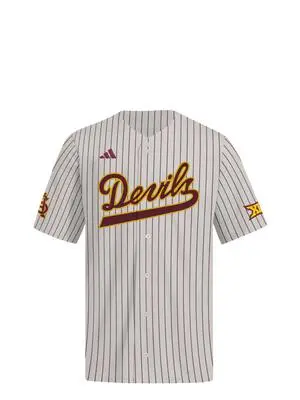 Adidas Arizona State Pinstripe Full Button Jersey - Team Mid Grey / Team Maroon