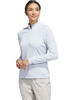 Adidas Ultimate365 Solid Quarter-zip Mock Polo Shirt - Crystal Sky