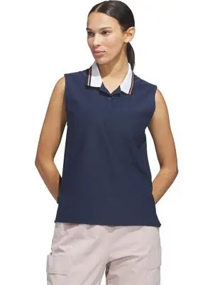Adidas Twistknit Sleeveless Golf Polo Shirt - Collegiate Navy / Dusky Orange