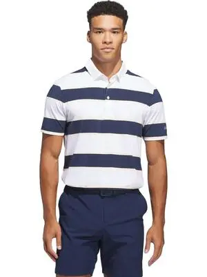Adidas Ultimate365+ Jumbo Stripe Climacool Polo Shirt - White / Collegiate Navy