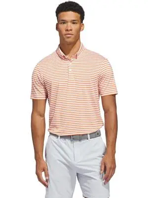 Adidas Ultimate365 Stripe Polo Shirt - White / Dusky Orange