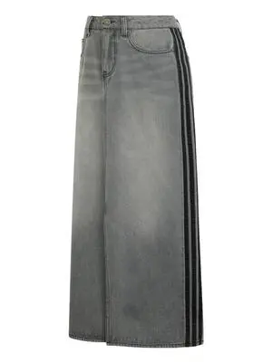 Adidas 3-stripes Denim Pencil Skirt - Washed Grey Denim