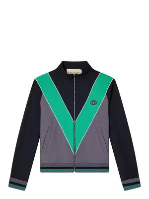 Valentino Garavani Logo-appliquéd Jersey Track Jacket - Black