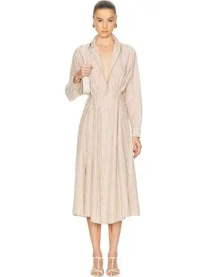 Polo Ralph Lauren Long Sleeve Shirt Dress - Classic Camel & White
