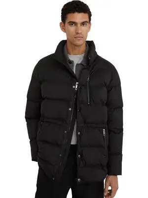 REISS Lebane Detachable-hood Quilted Puffer Coat - Black