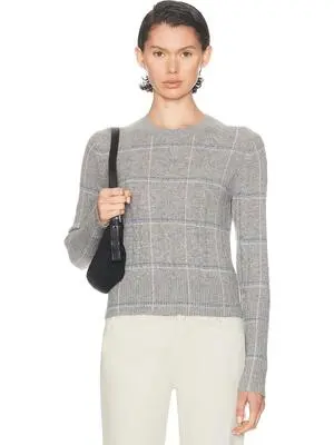 Guest In Residence Shrunken Check Crewneck Sweater - Heather Grey Combo