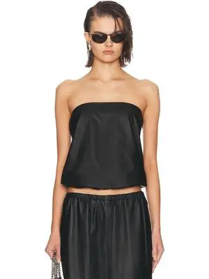 Alexander Wang Strapless Leather Bubble Top - Black