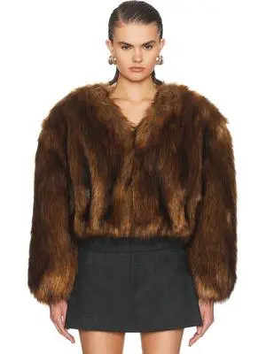 Alexander Wang Faux Fur Cropped Jacket - Chesnut