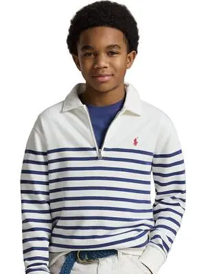 Ralph Lauren Striped French Terry Sweatshirt - Deckwash White/light Navy
