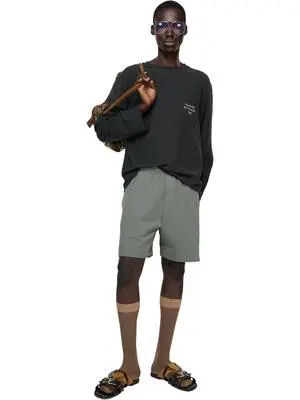 Acne Studios Cotton Fleece Shorts - Stone Grey