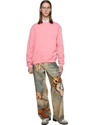 Acne Studios Face Logo Fleece Sweatshirt - Tango Pink