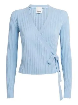 ALLUDE Cashmere Rib Cardigan - Blue