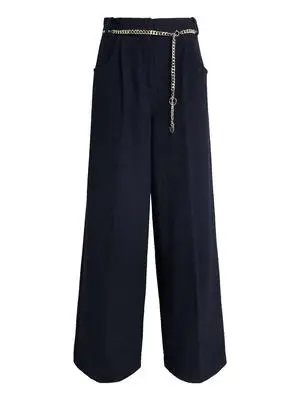 Maje Bouclé Wide-leg Trousers With Chain - Blue