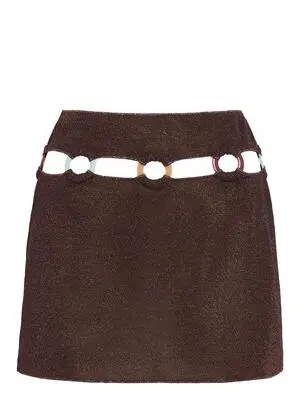 Oseree Lumière Mini Skirt With O-ring Detail - Brown